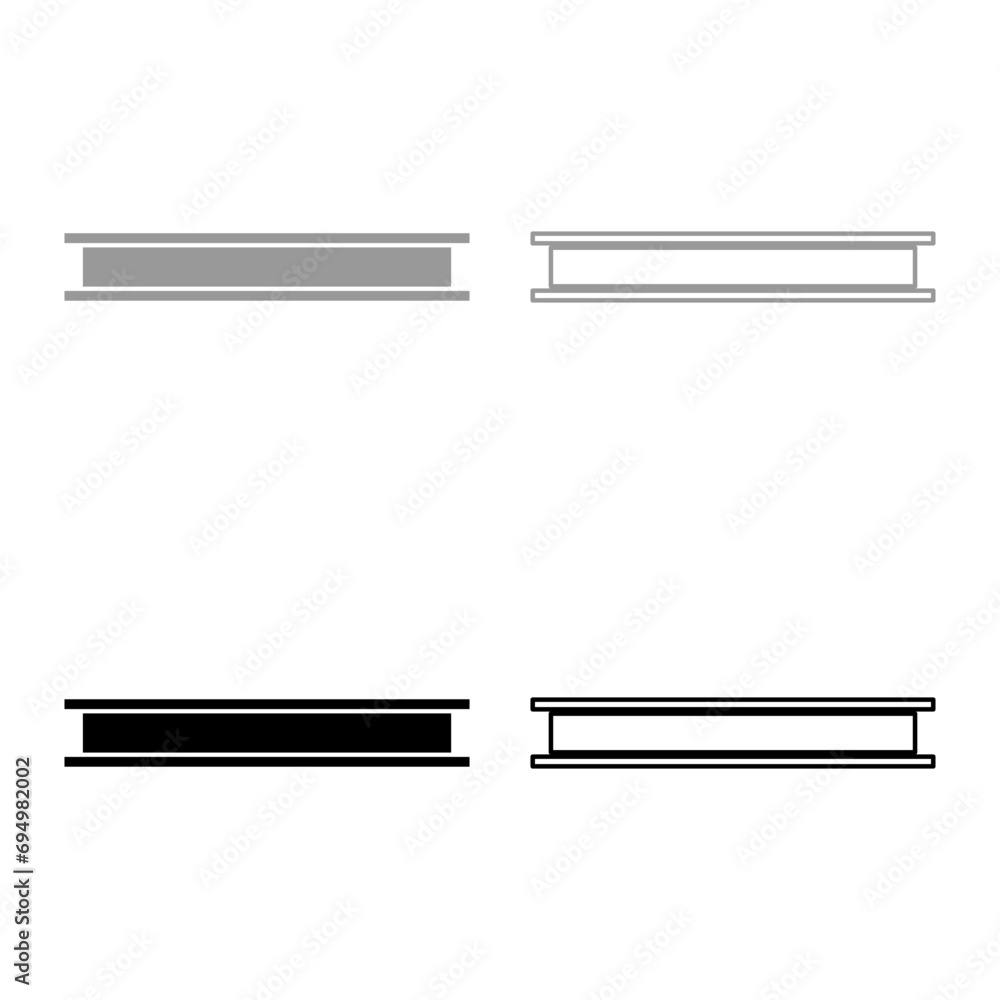 Steel beam I-beam set icon grey black color vector illustration image ...