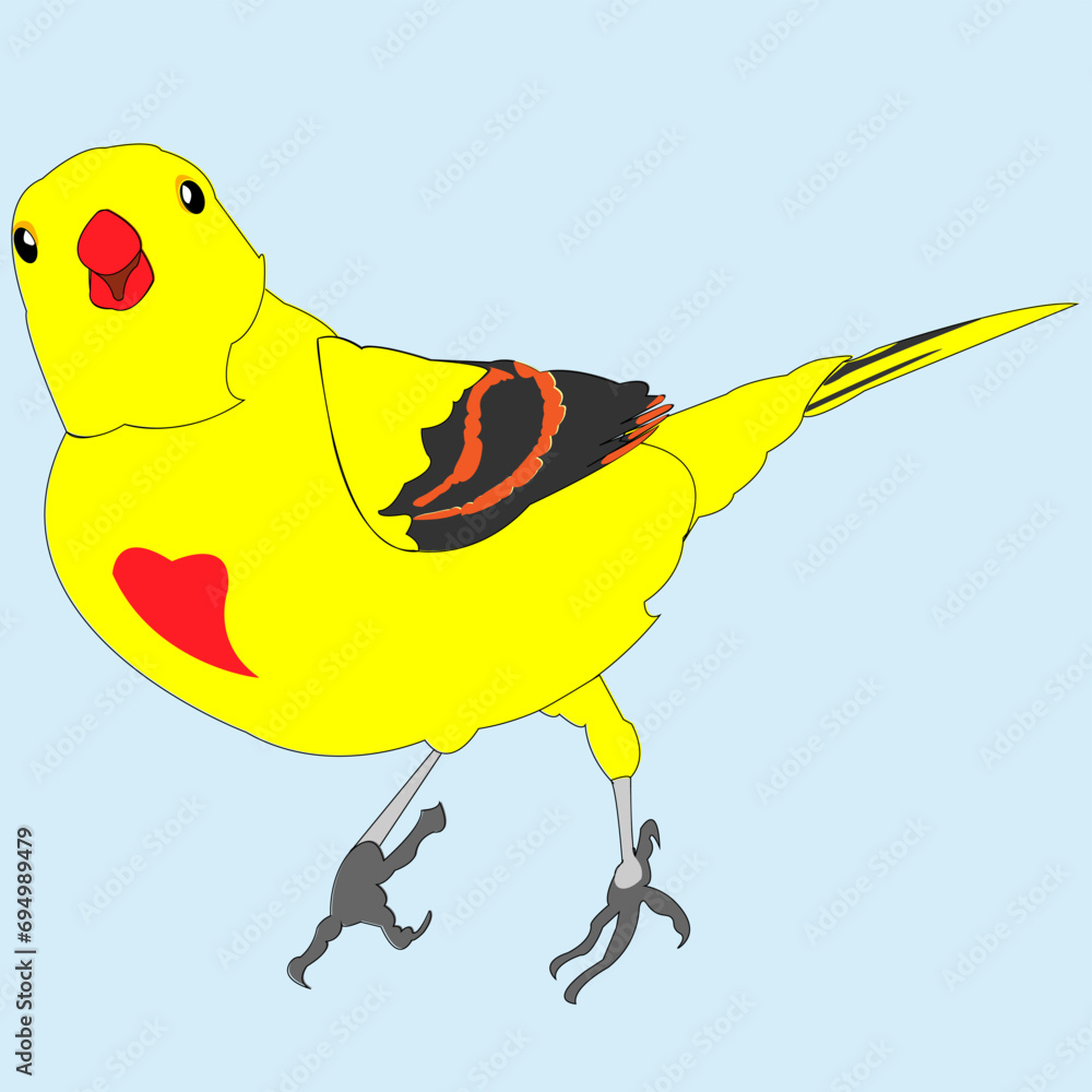 A small, beautiful, fast bird. It has different colors and is drawn ...