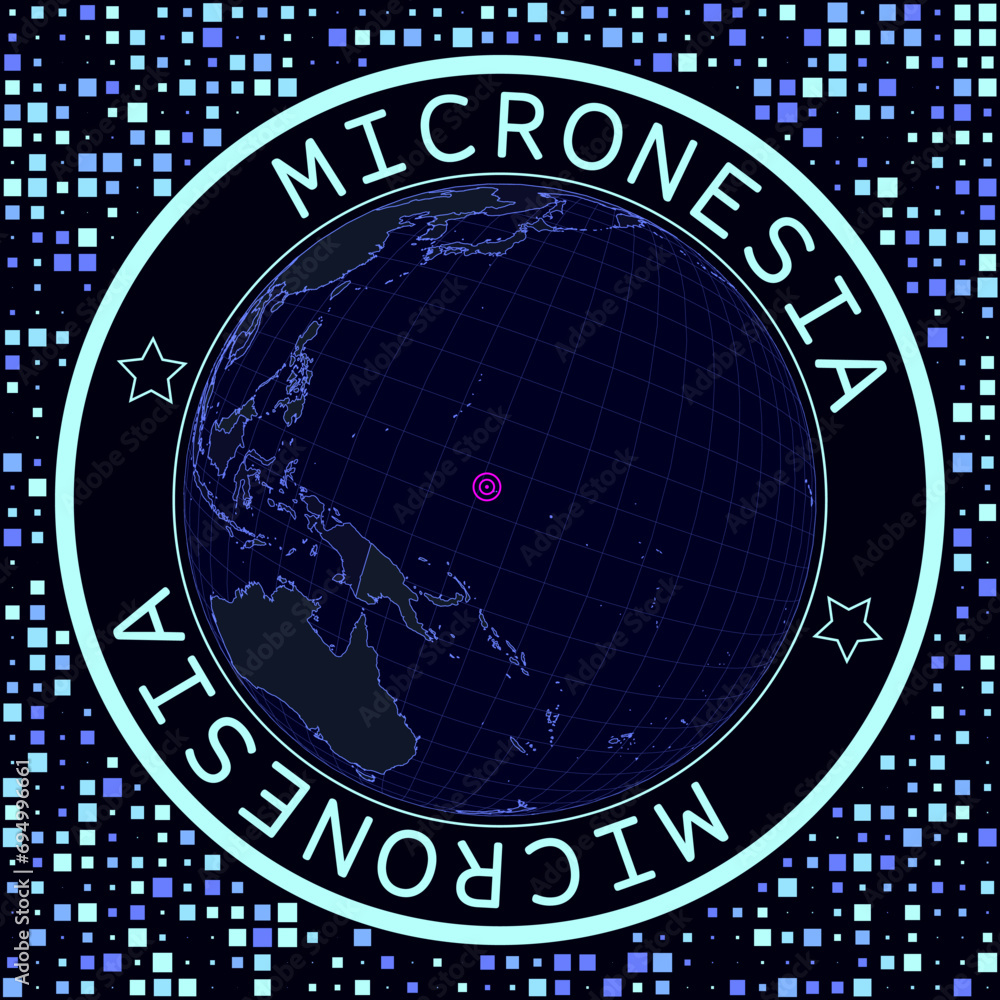 Micronesia on globe vector. Futuristic satelite view of the world ...