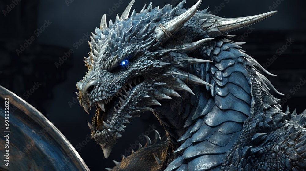 The Majestic Blue Dragon is a detailed and realistic illustration of a ...