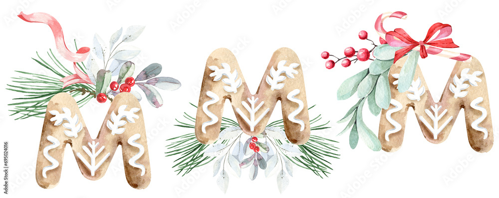 Watercolor Gingerbread Alphabet Christmas Clipart, Gingerbread letters ...