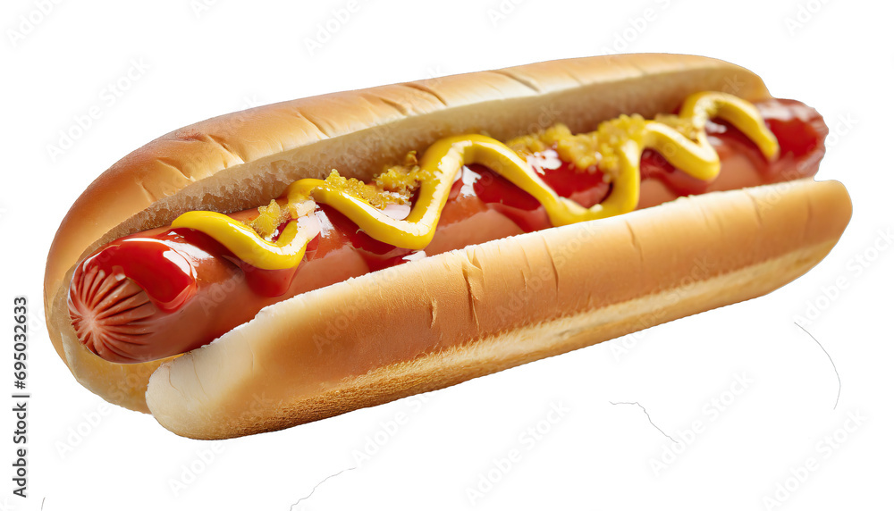 Classic hot dog with ketchup and mustard - isolataed on transparent ...