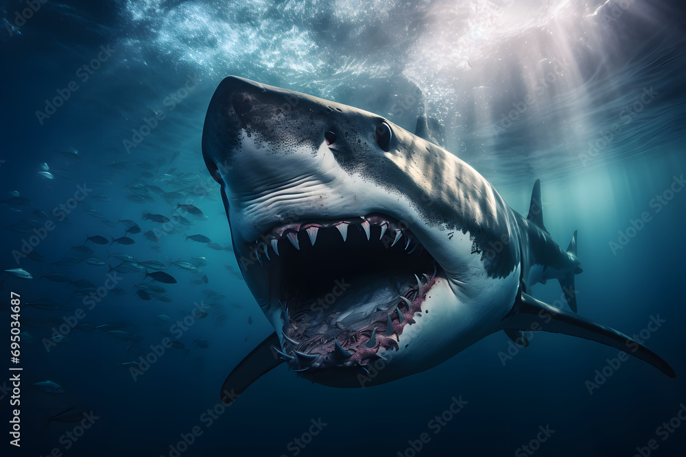 Shark swimming in water, shark, great white shark, underwater fish ...