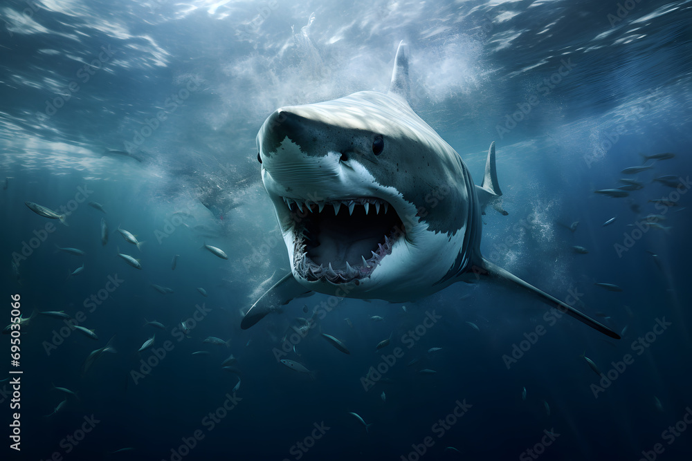 Shark swimming in water, shark, great white shark, underwater fish ...