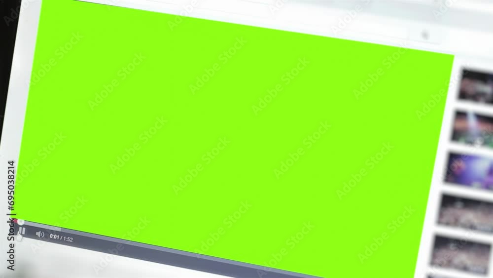 Youtube Social Media Video Page Green Screen. Closeup. You can replace ...
