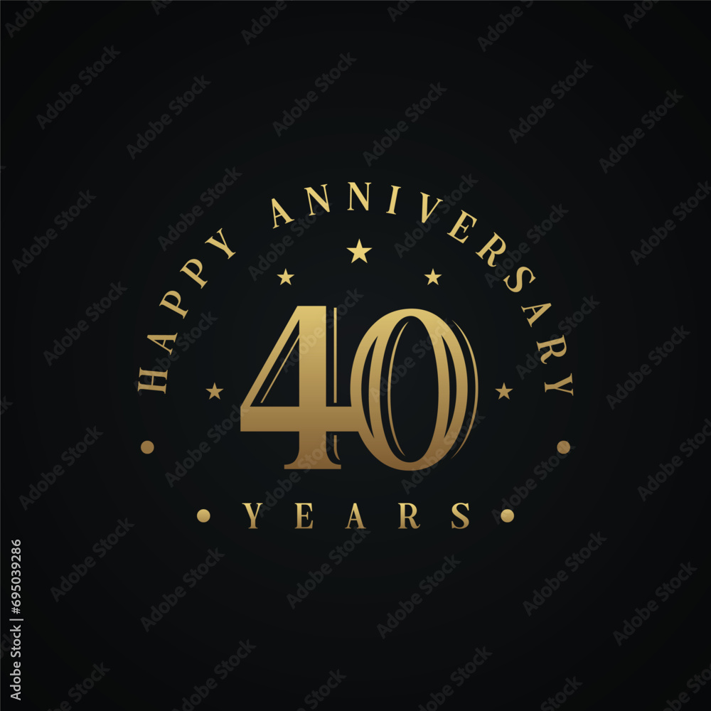 Happy 40th birthday gold foil balloon greeting background. 40 years ...