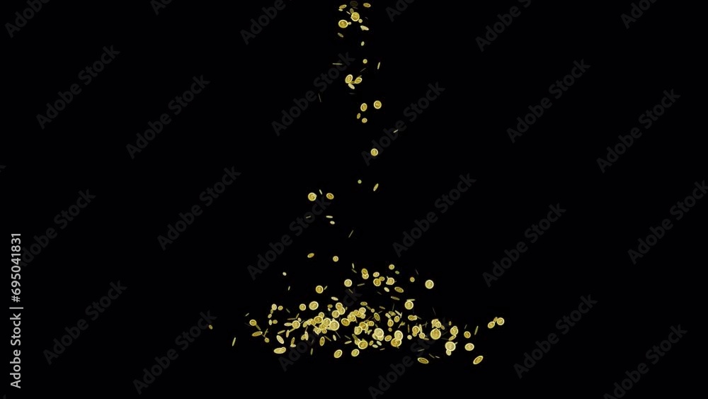 Vidéo Stock Coins drop. Coins rain animation on transparent background ...