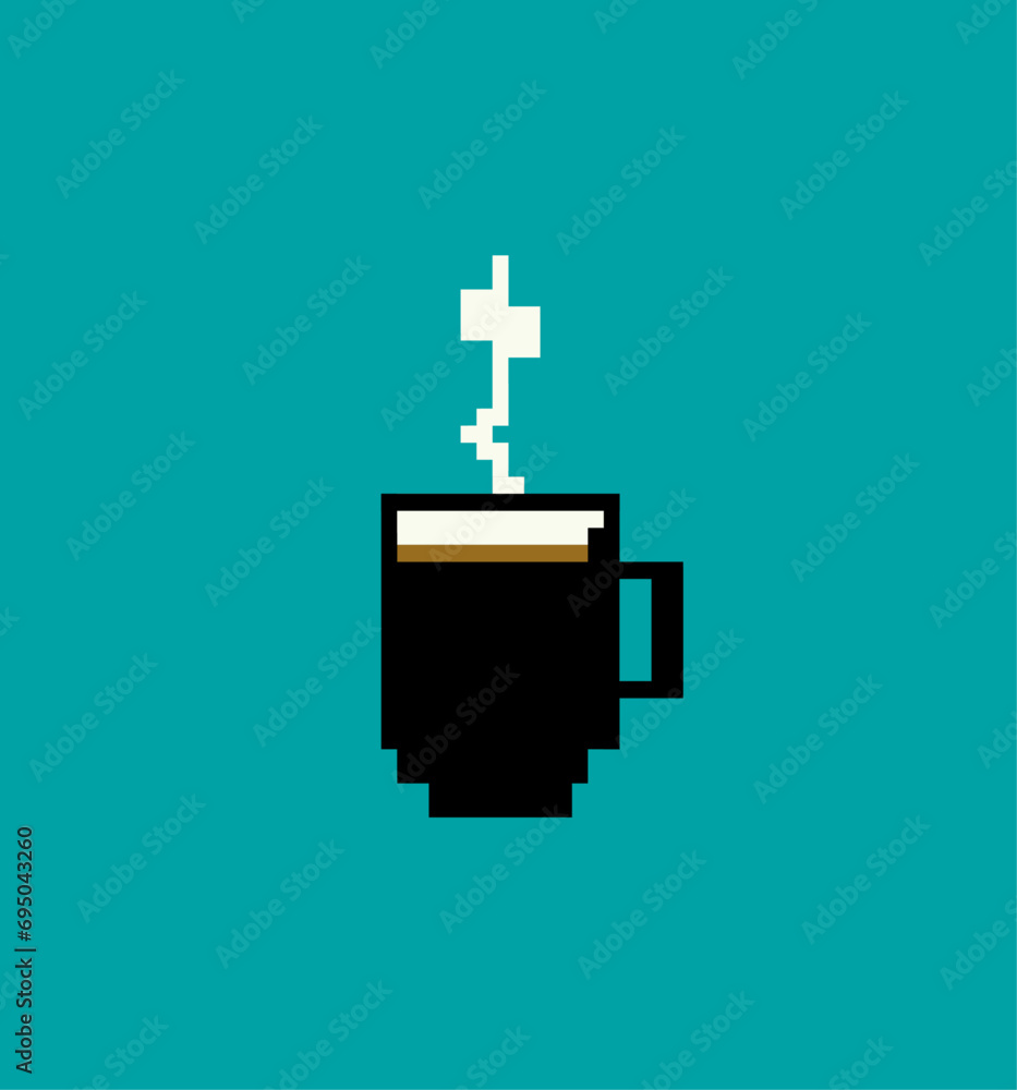 Vecteur Stock cup of hot beverage pixel art animated vector 8 bit 16 ...