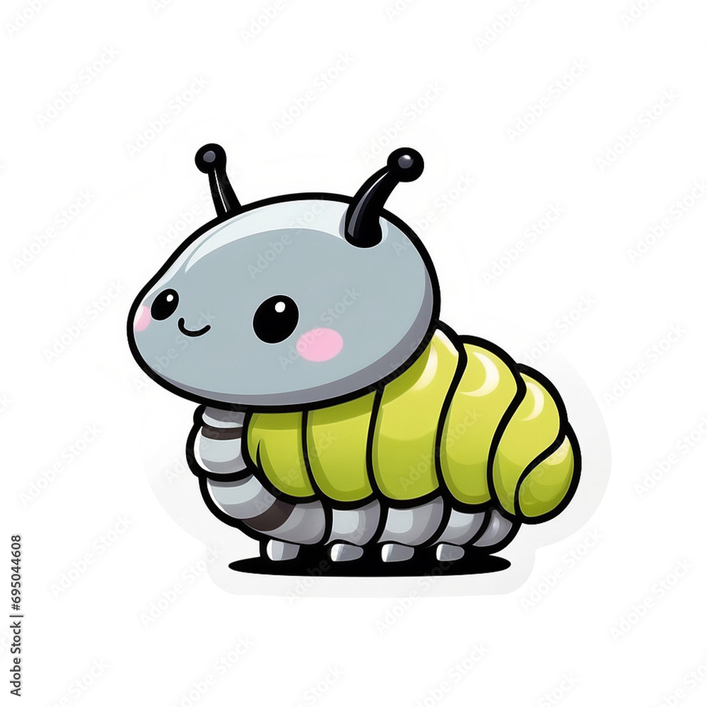 Whimsical Caterpillar Sticker: Playful and Colorful Inchworm Design ...