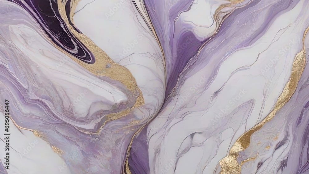 Liquid violet and gold marble texture. Abstract backdrop. Acrylic ...