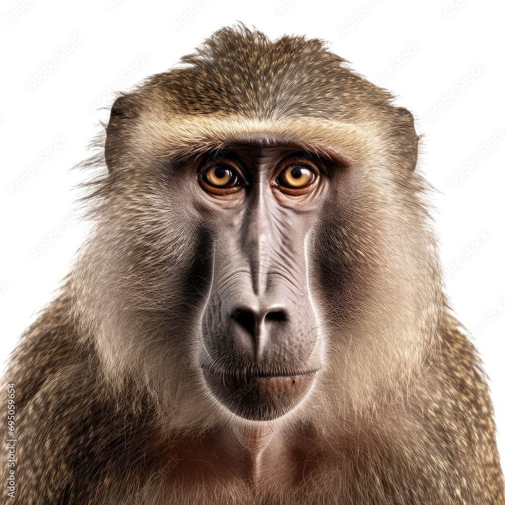 baboon monkey face shot isolated on transparent background cutout Stock ...