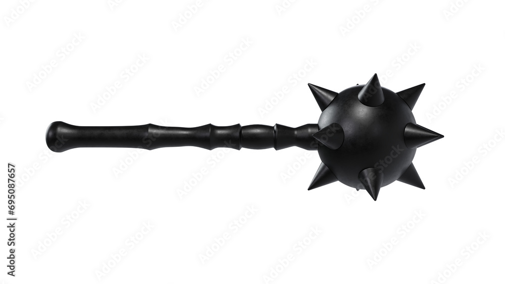 Black sphere medieval mace weapon isolated on transparent and white ...