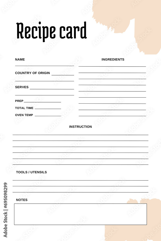 White blank paper blank recipe book printable template, v3 Stock ...