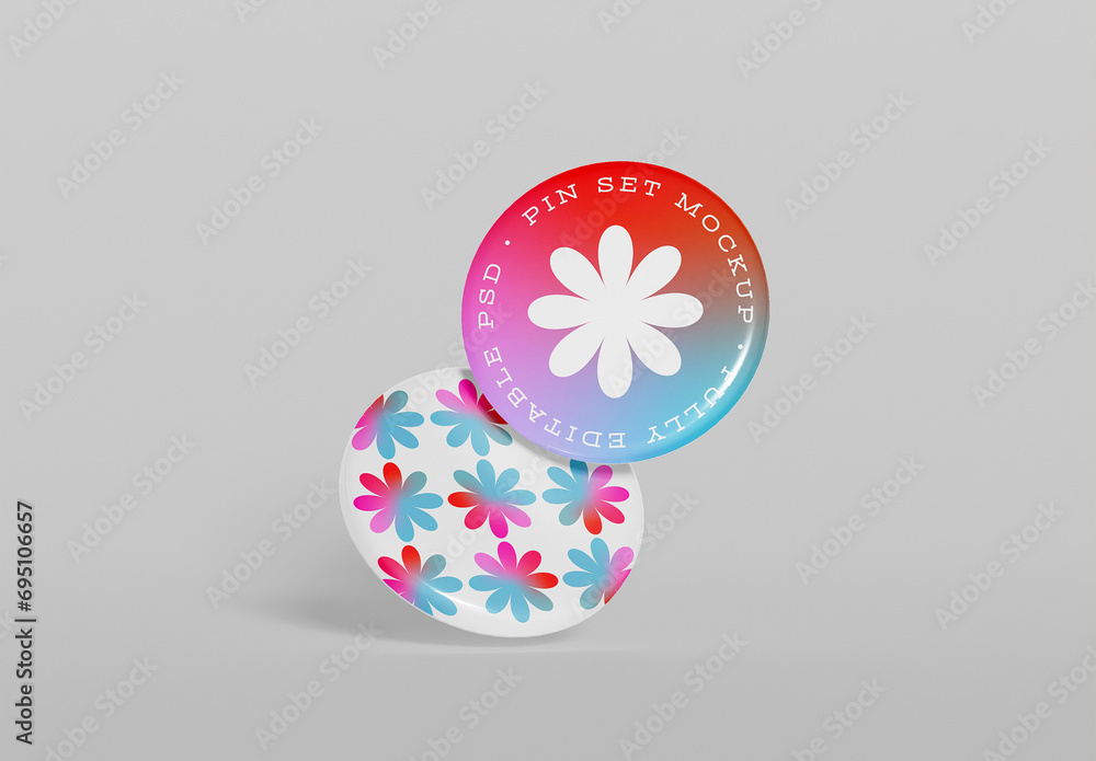 Pins Buttons Mockup Stock Template | Adobe Stock