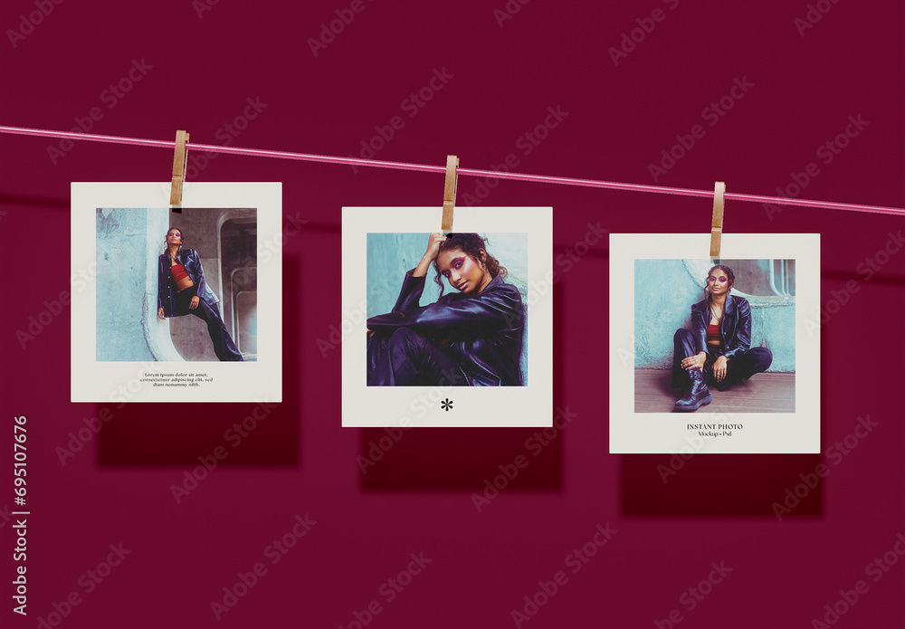 Portrait Instant Photo Mockup Stock Template | Adobe Stock