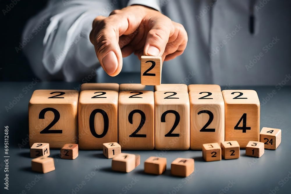 New year 2024 start concept, preparation for planning of business to grow. New life, new ...