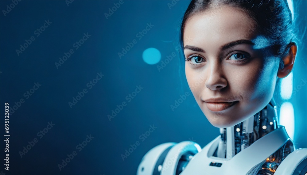 Highly detailed Portrait beautiful blonde robot with artificial ...