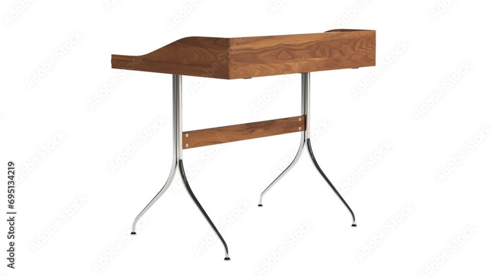 Circular animation of mid century rectangular work table with storage ...
