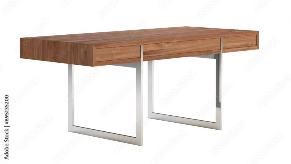 Circular animation of mid century rectangular work table with storage ...