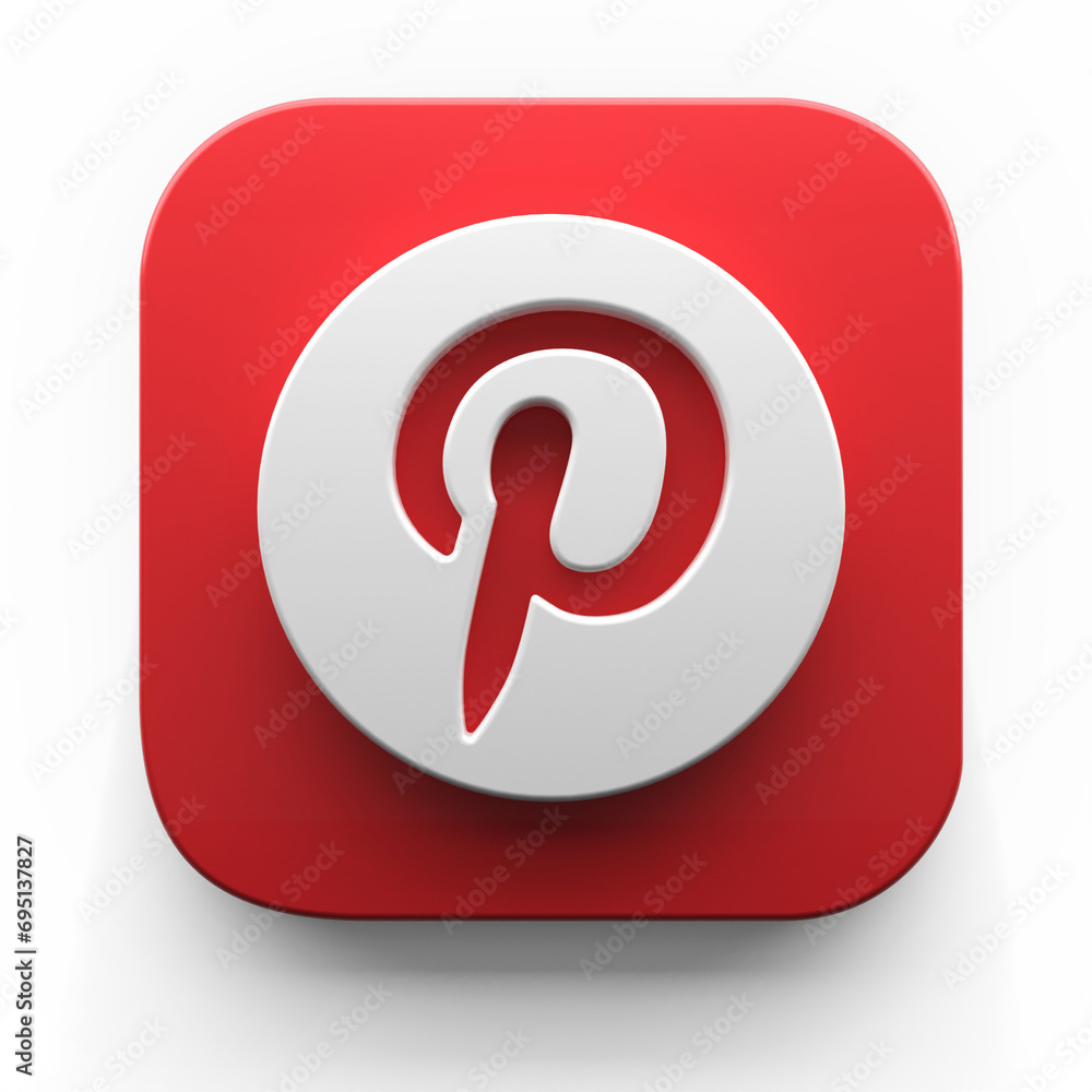 pinterest app logo in big sur style 3d render icon design concept ...