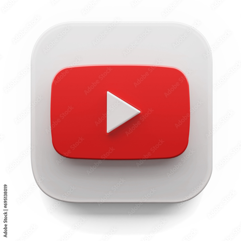 youtube account app logo in big sur style 3d render icon design concept ...