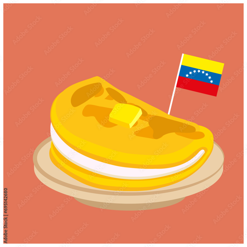 ilustracion vectorial de comida tipica venezolana, capacha con queso de ...