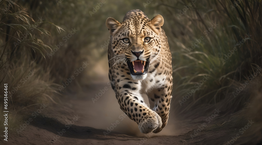 leopard's attack, Realistic images of wild animal attacks Stock Photo ...