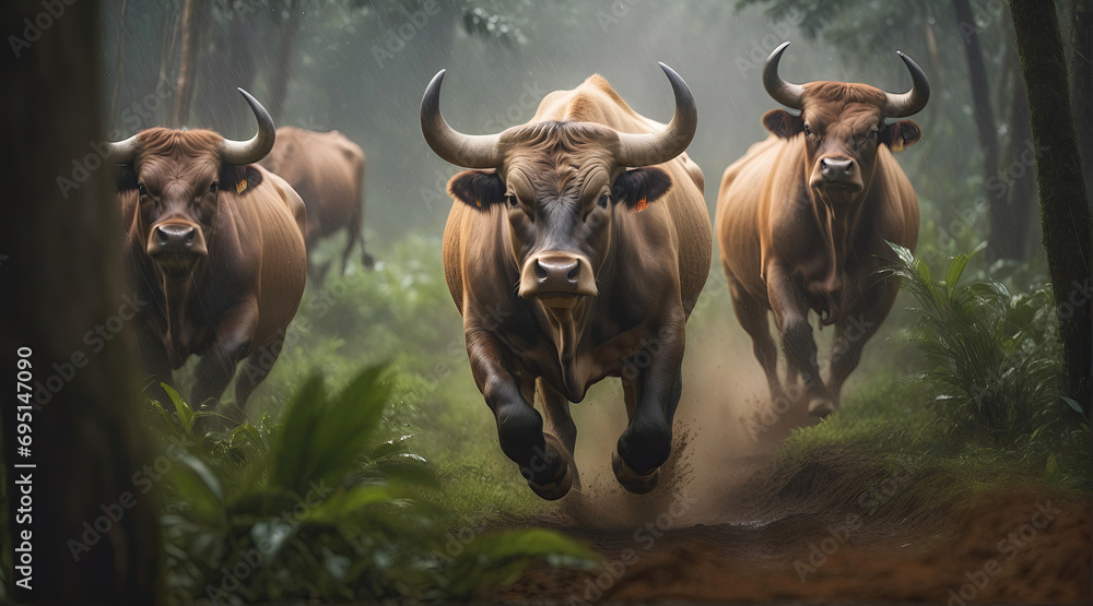 Bull's attack, Realistic images of wild animal attacks Stock Photo ...