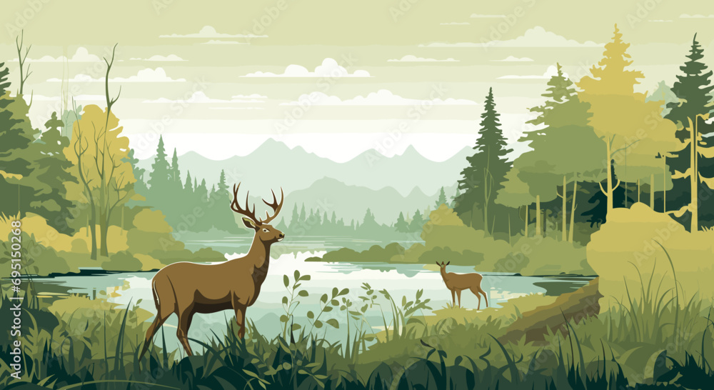 wildlife-themed vector background with natural habitat hues of wildlife ...