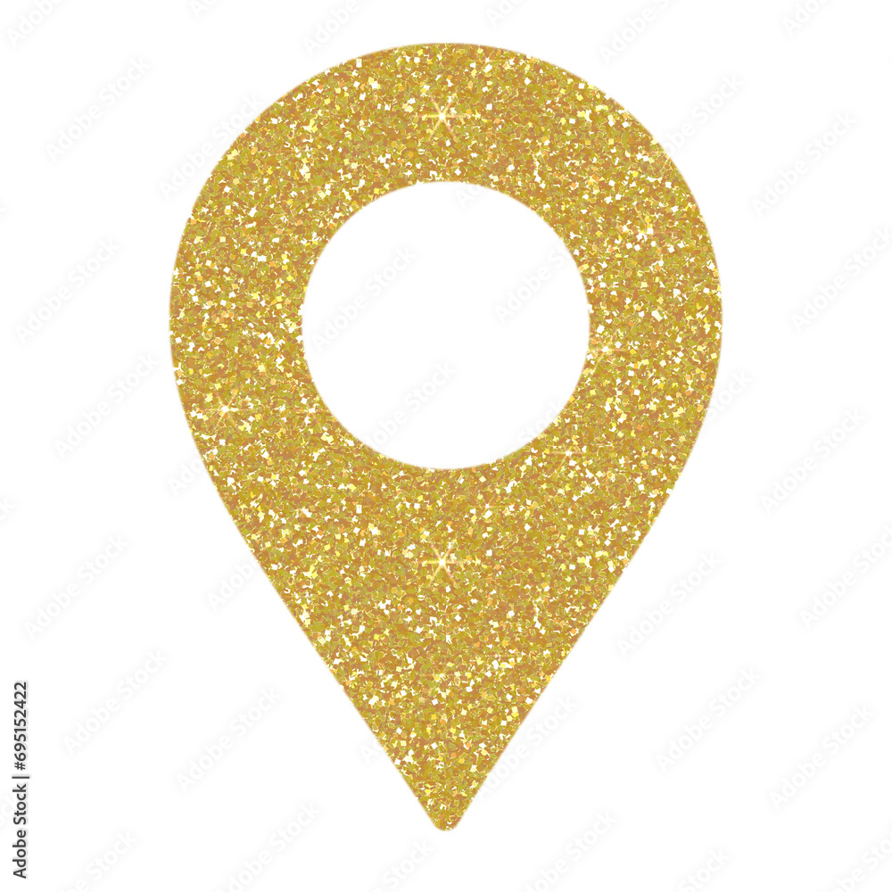 Yellow glitter Location pin icon. Map pin place marker. Location icon ...