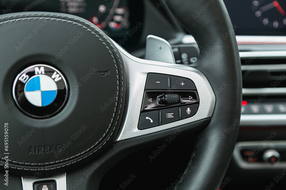 Novosibirsk, Russia - October 26 , 2020: BMW X7, Car controller on ...