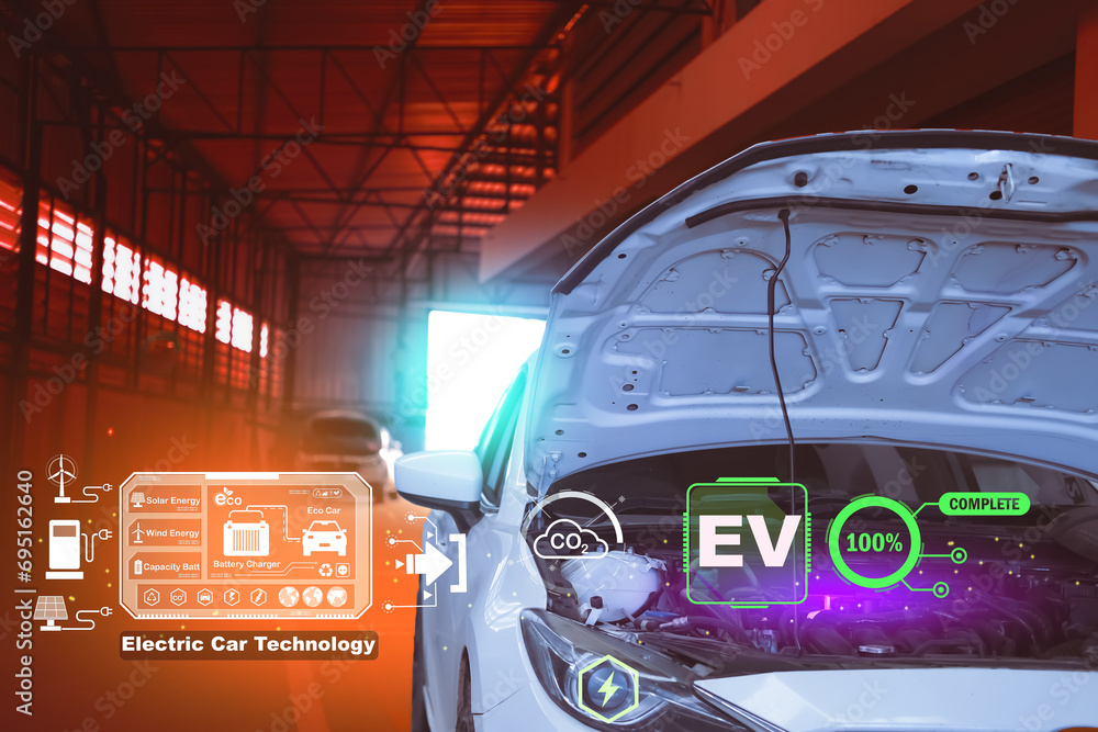 EV Car 2024 technology Service maintenance background tech happy new year 2024. for transport ...