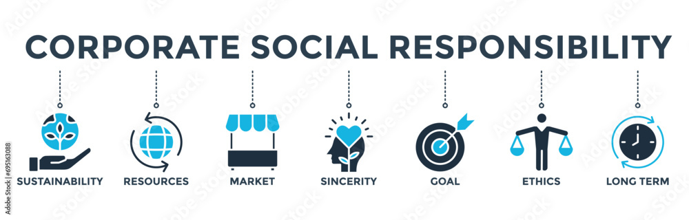Corporate social responsibility banner concept with icon of ...