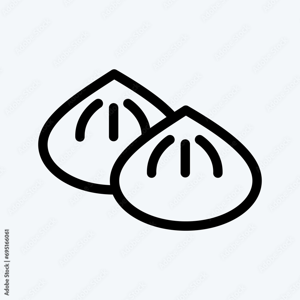Icon Dumpling. suitable for Bakery symbol. line style. simple design ...