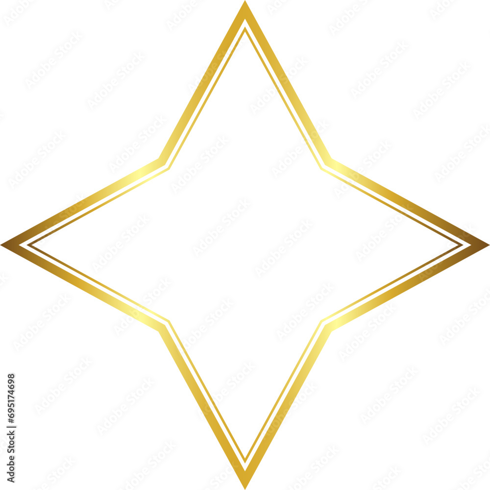 Four Pointed Star Shape Gold picture frame luxury golden frame gold ...