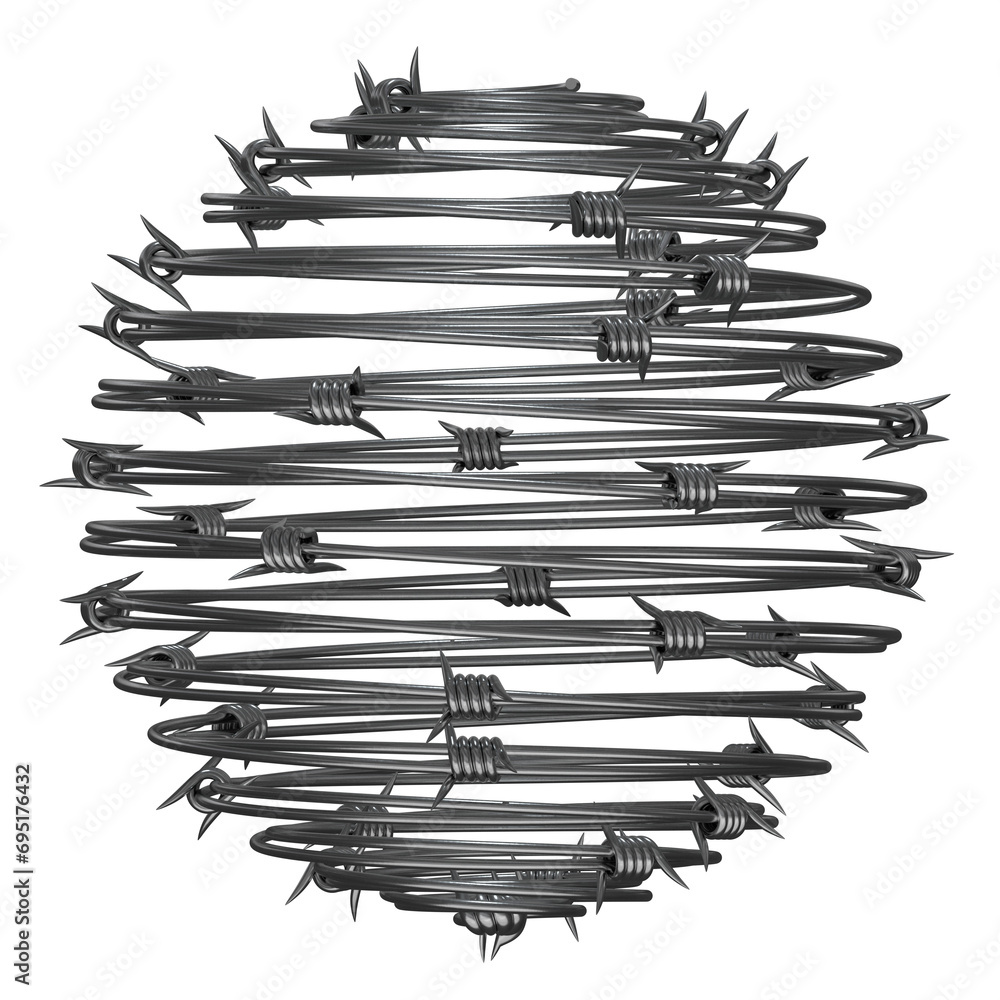 Sharp Barb Wire Elements in 8K: 3D Rendered Metal Steel Barbed Wire ...