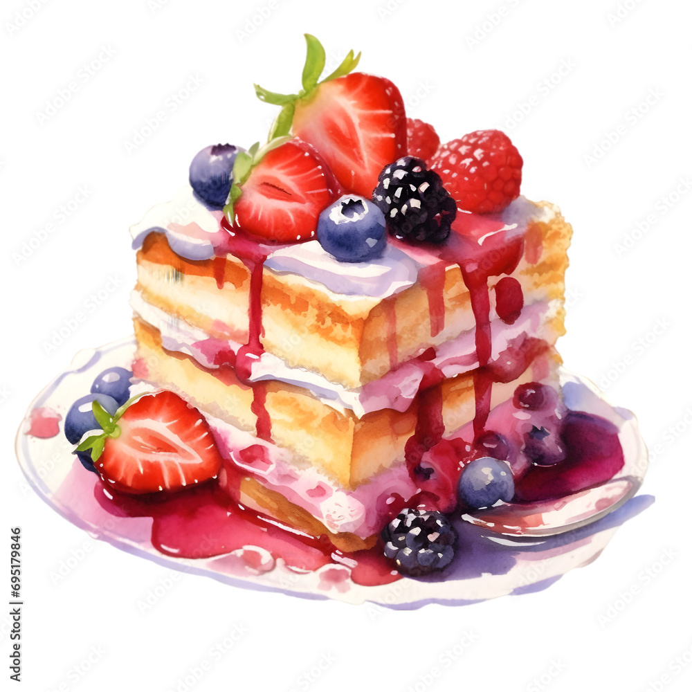 mix berry cake illustration in white background , mix berry cake ...