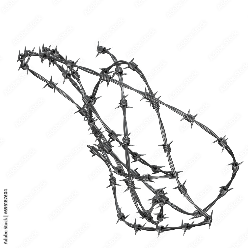 Sharp Barb Wire Elements in 8K: 3D Rendered Metal Steel Barbed Wire ...