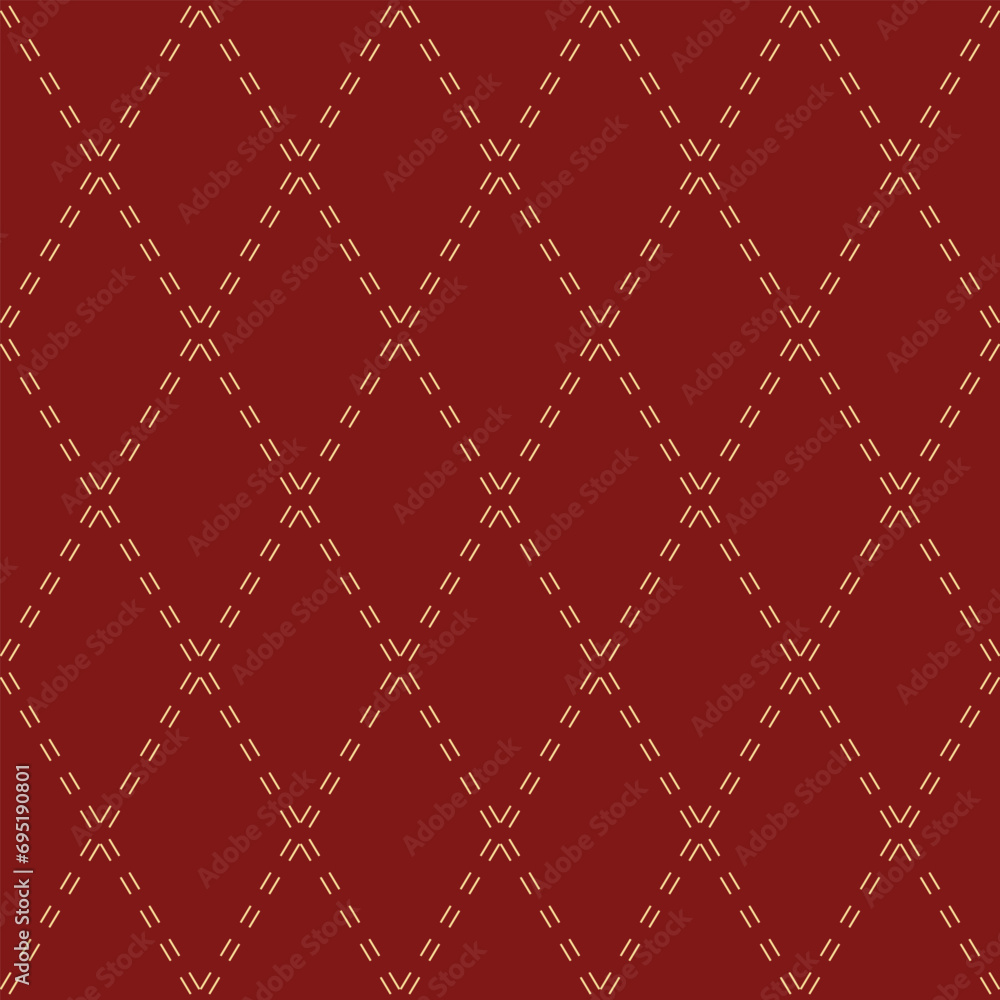 Geometric dotted vector red golden pattern. Seamless abstract modern ...