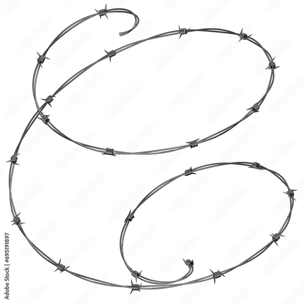 Sharp Barb Wire Elements in 8K: 3D Rendered Metal Steel Barbed Wire ...