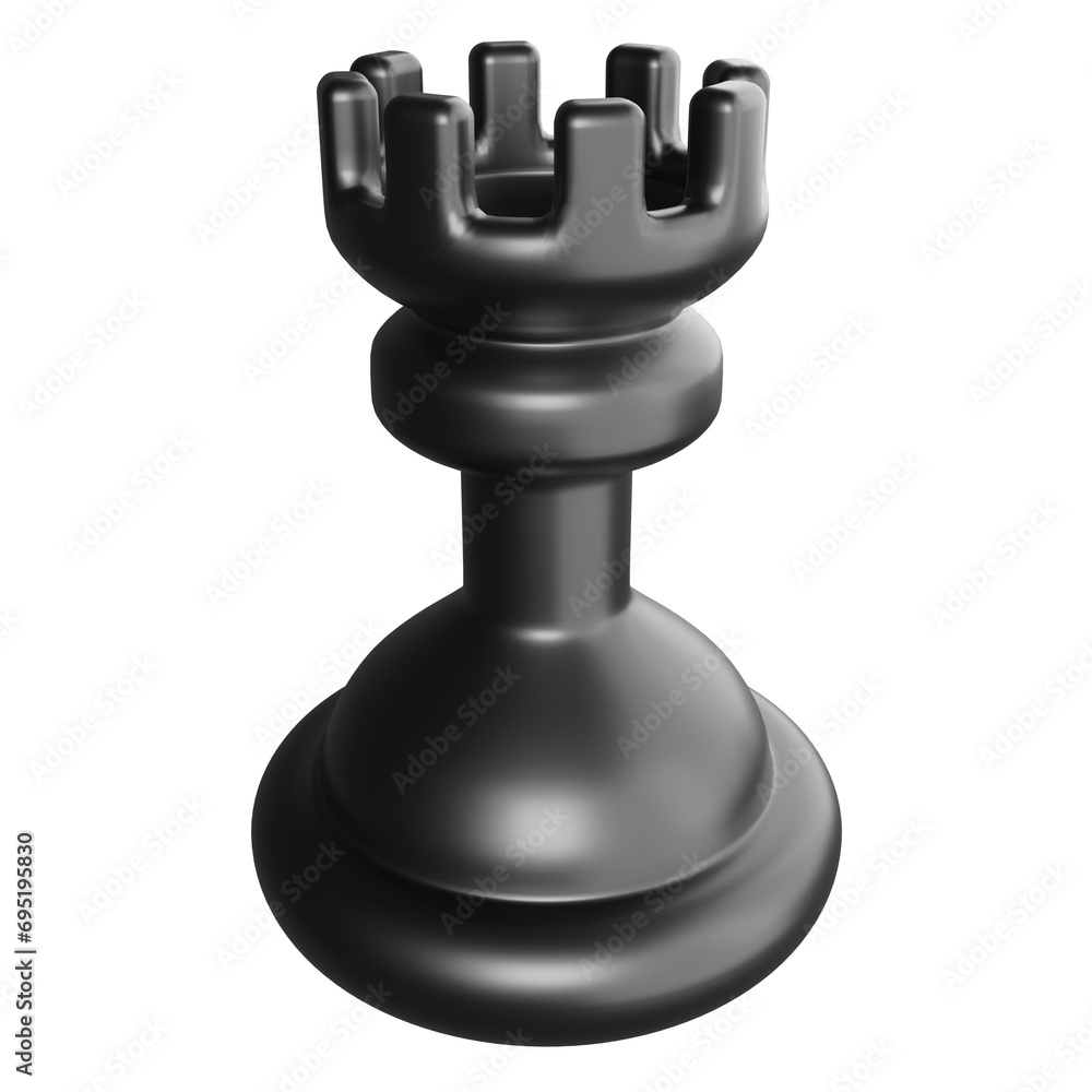 Black rook chess piece clipart cartoon design icon isolated on ...