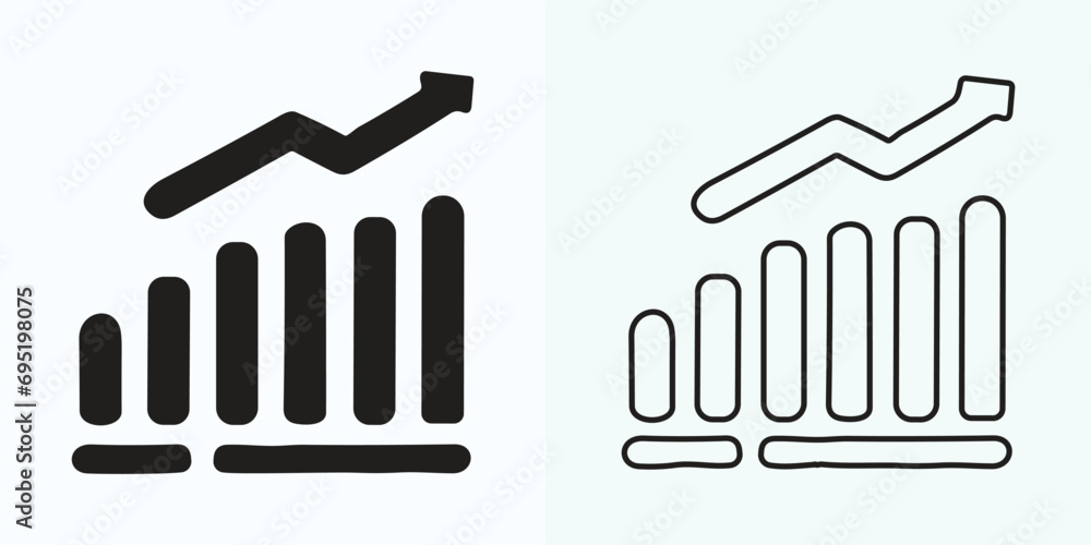 Growing Graph Icon, Bar Chart Icon, Infographic, Growths Chart ...