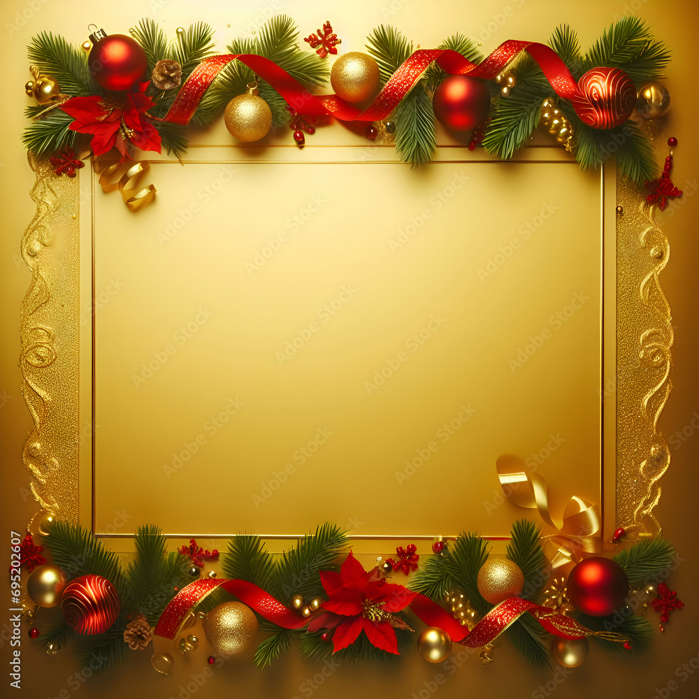 Beautiful and festive Christmas-themed frame that surrounds a blank ...