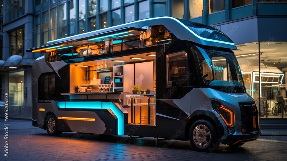 A futuristic food truck representing the future of fast food and food ...