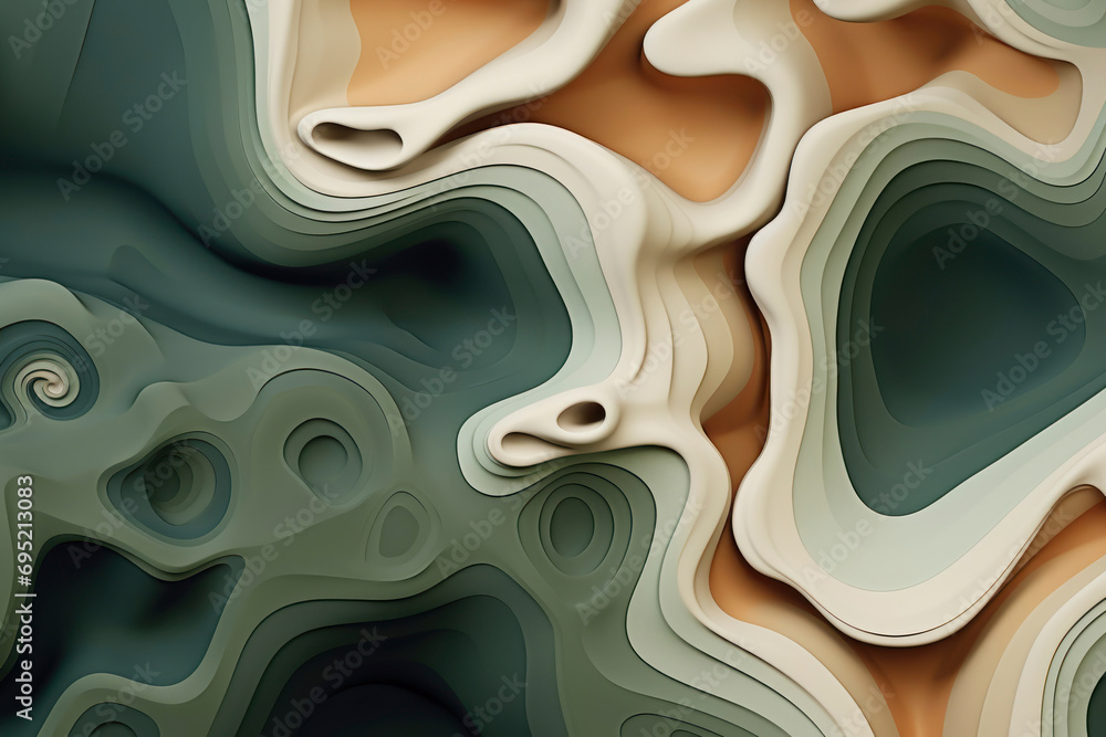 Biomorphic Abstraction. Background with curly shapes in neutral palette ...