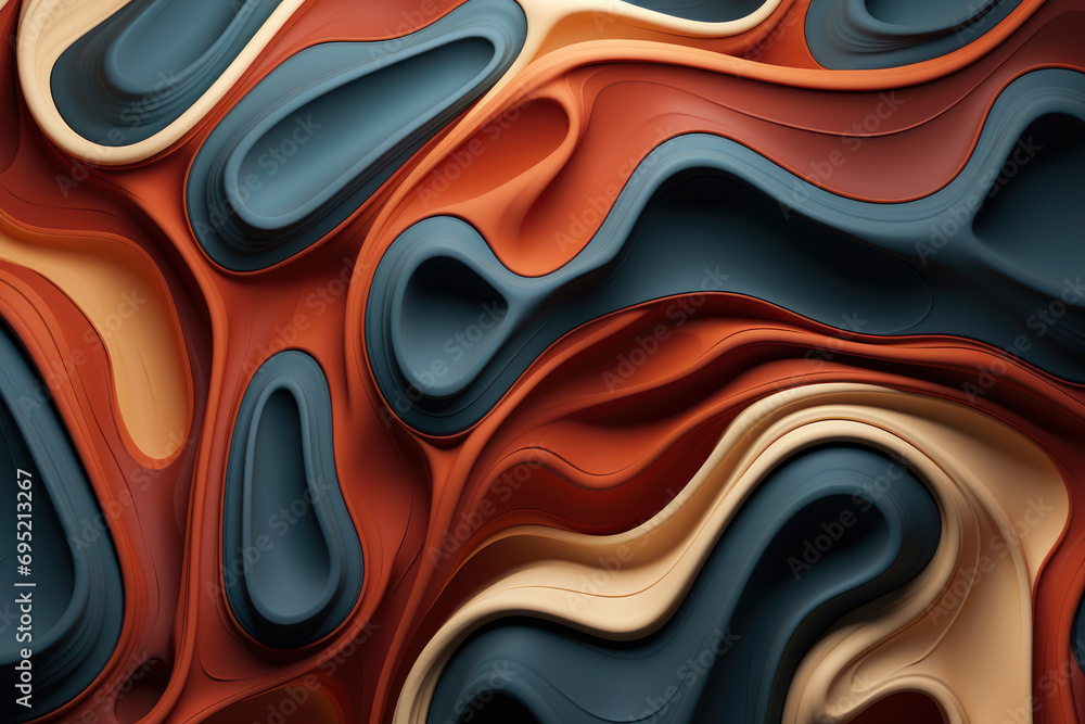 Biomorphic Abstraction. Background with curly shapes in neutral palette ...