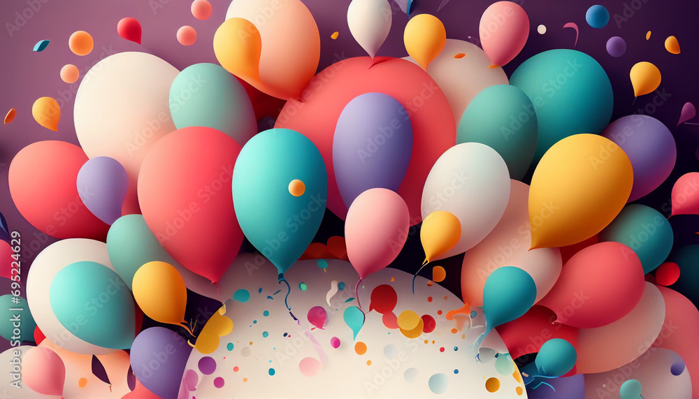 colorful balloons and confetti, Background with balloons and confetti ...