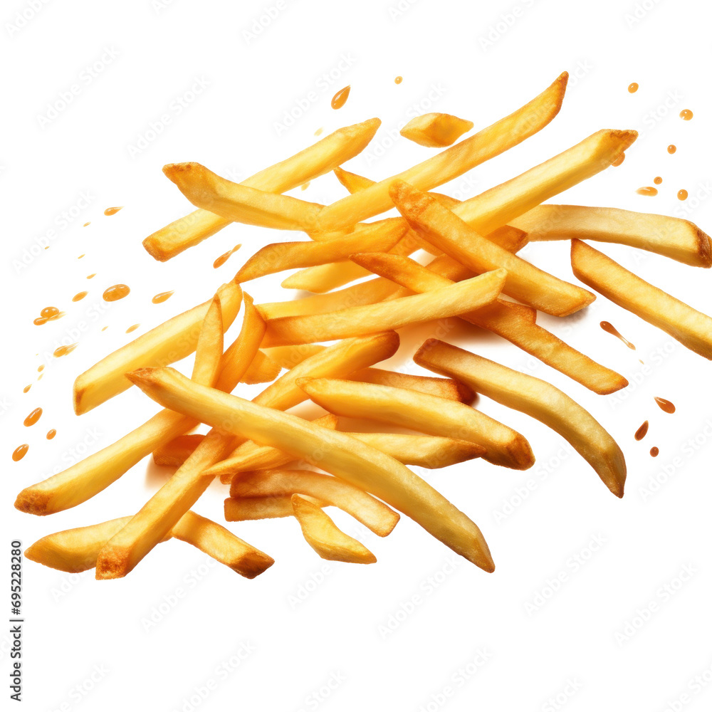 French fries flying on air, Potato fry isolated transparent Stock ...