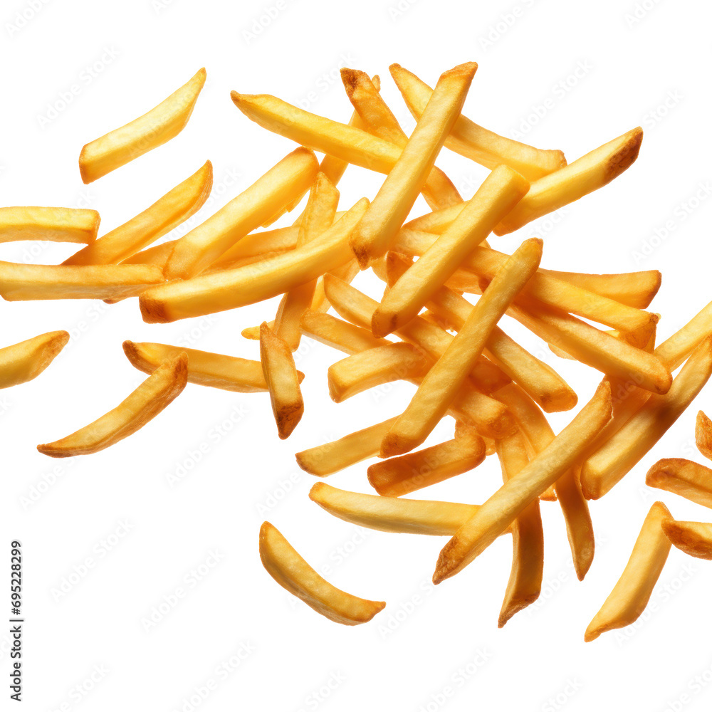 French fries flying on air, Potato fry isolated transparent Stock ...