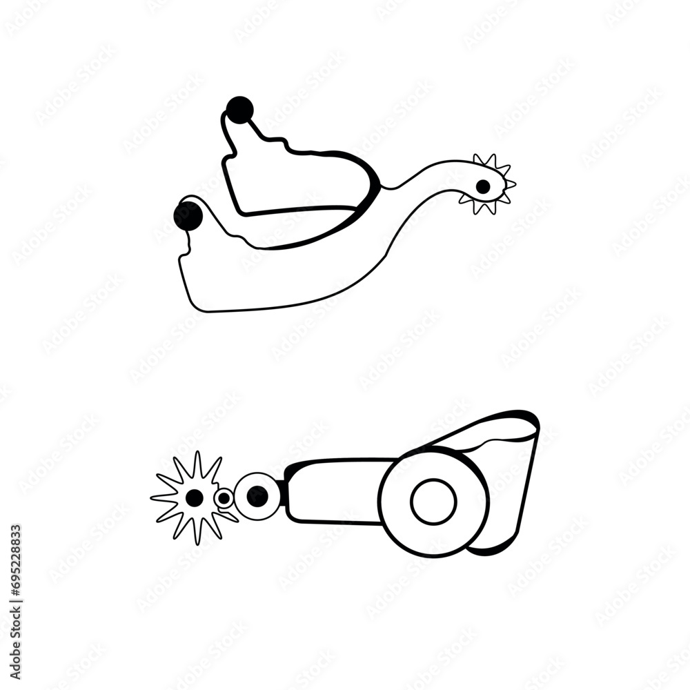 Cowboy Spurs Vector Illustration Set With Clip Art White Background And ...